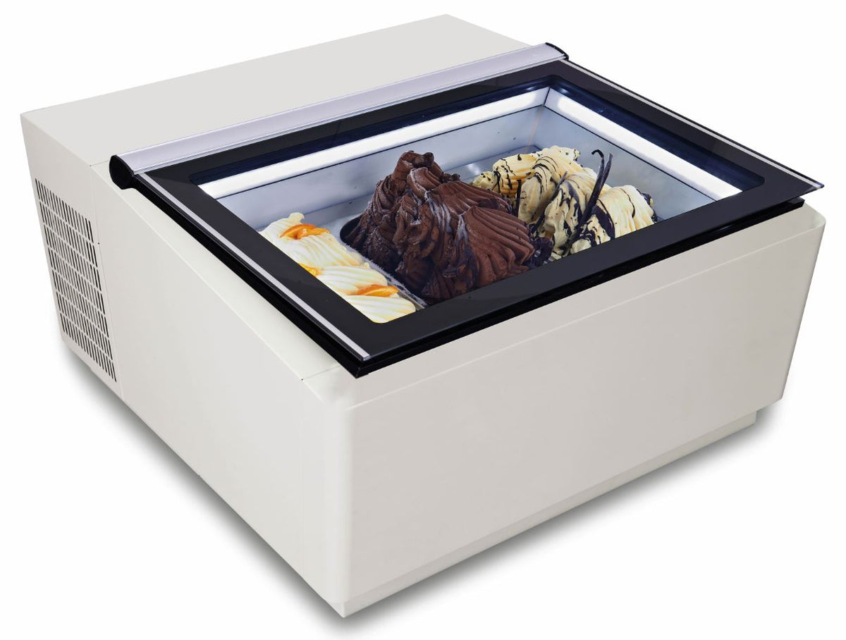 Combisteel Countertop Model Ice Cream Display White Opens On The Custo ...