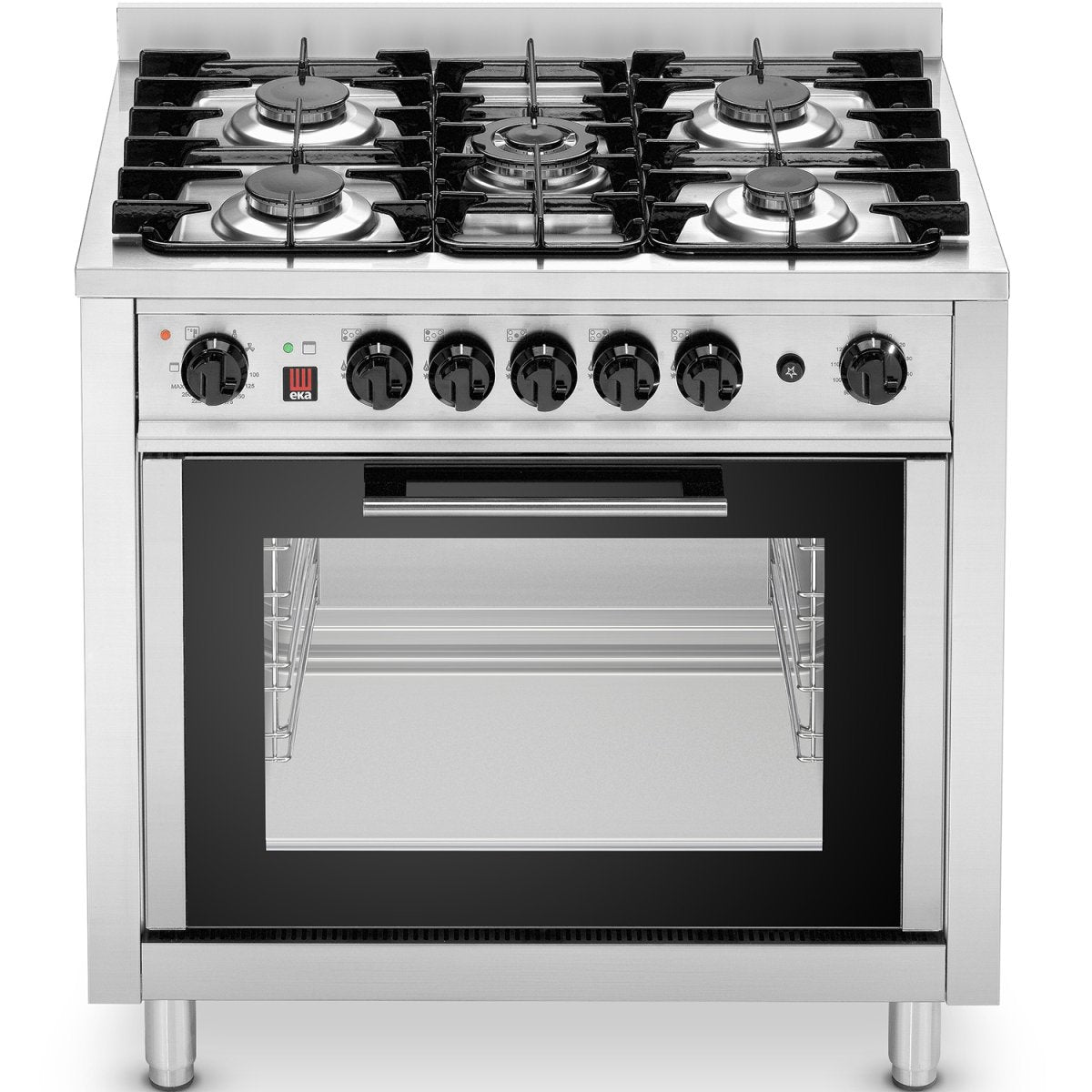 Professional Dual Fuel Range Oven Gas Cooker 5 Burners 14.3k W Electri ...