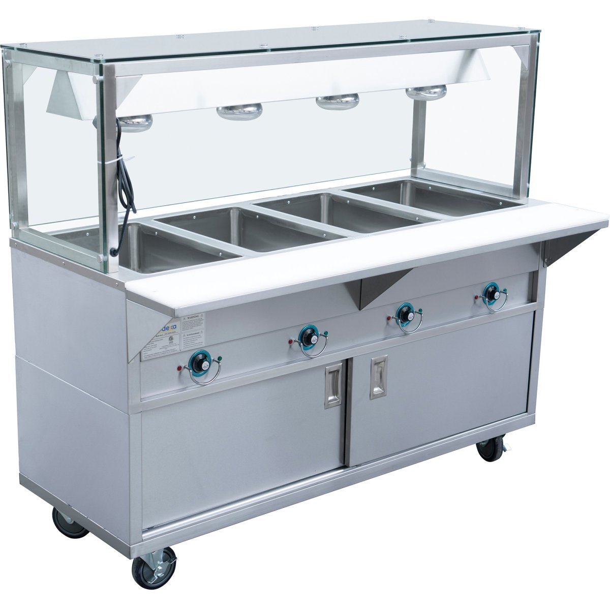 Mobile Servery Steam Table With Cupboard & Heated Overshelf 4x Gn1 ...