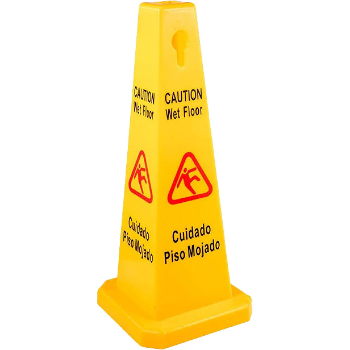 Yellow Caution Wet Floor Safety Cone English & Spanish 320x320x920mm ...