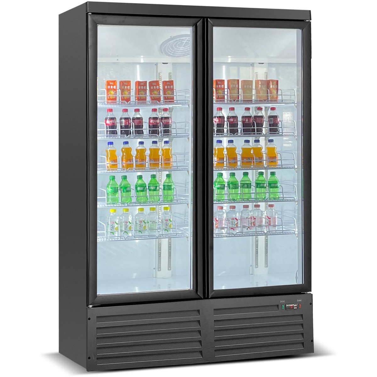 Commercial Display Refrigerator With Double Glass Door 1000 Litres Bla ...