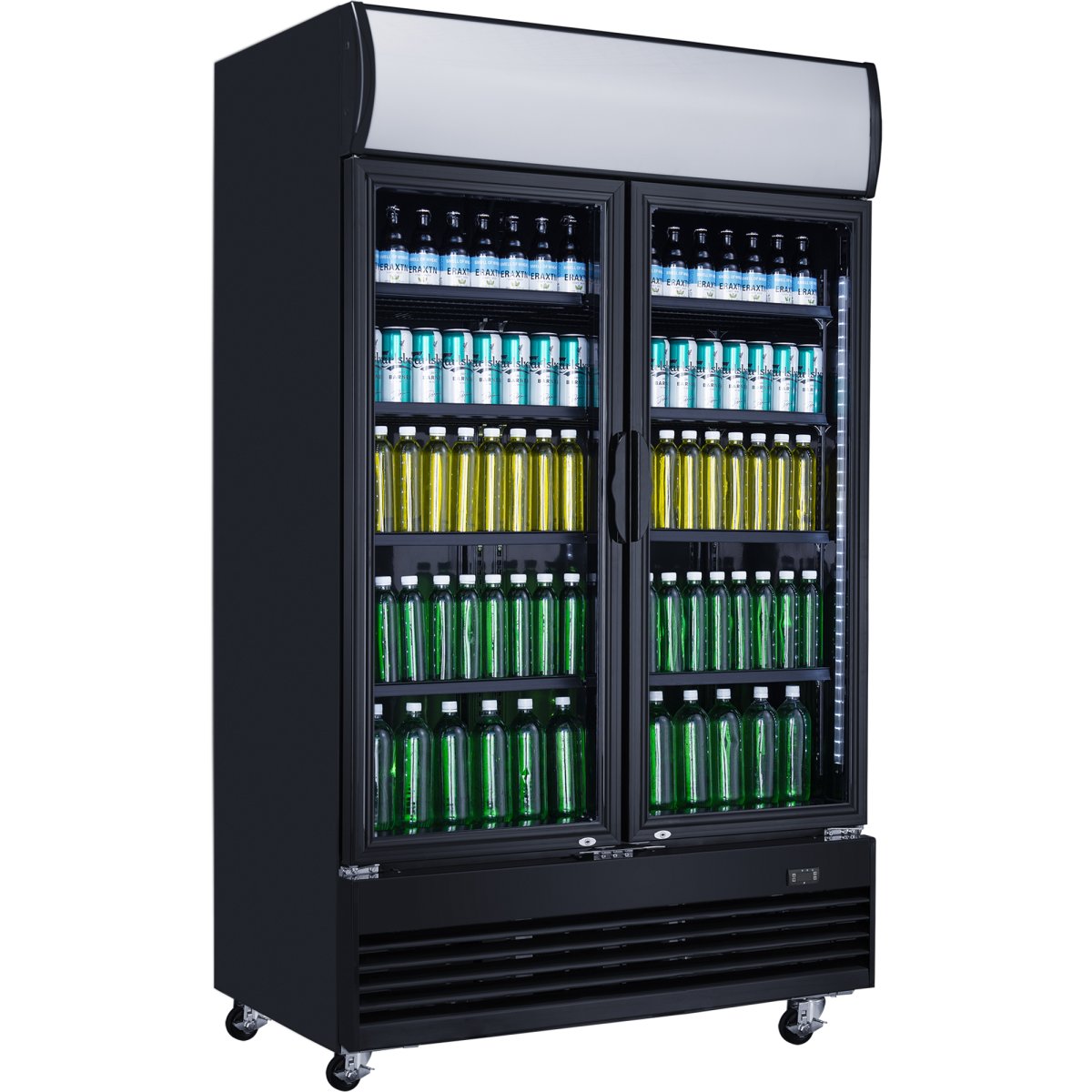 Commercial Bottle cooler Upright 930 litres Ventilated cooling Twin hi ...