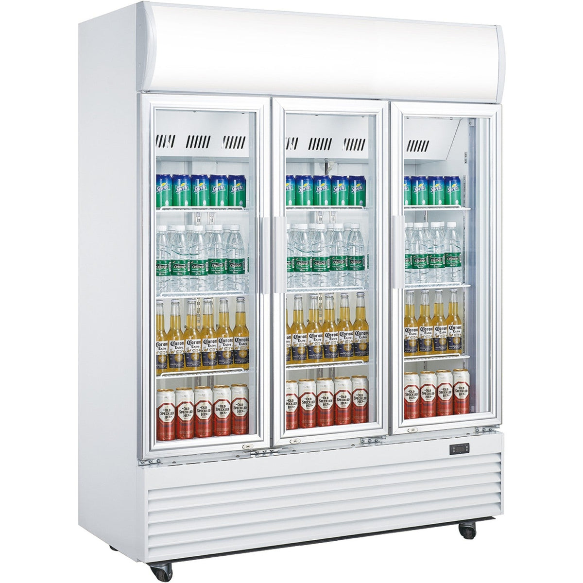Commercial Bottle Cooler 1300 Litres Ventilated Cooling 3 Hinged Doors ...