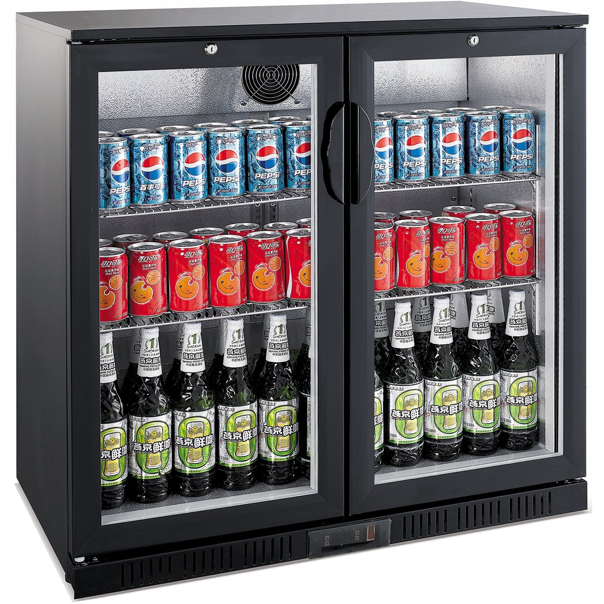 Commercial Back Bar Cooler 216 Litres 2 Hinged Glass Doors Black 900x5 ...