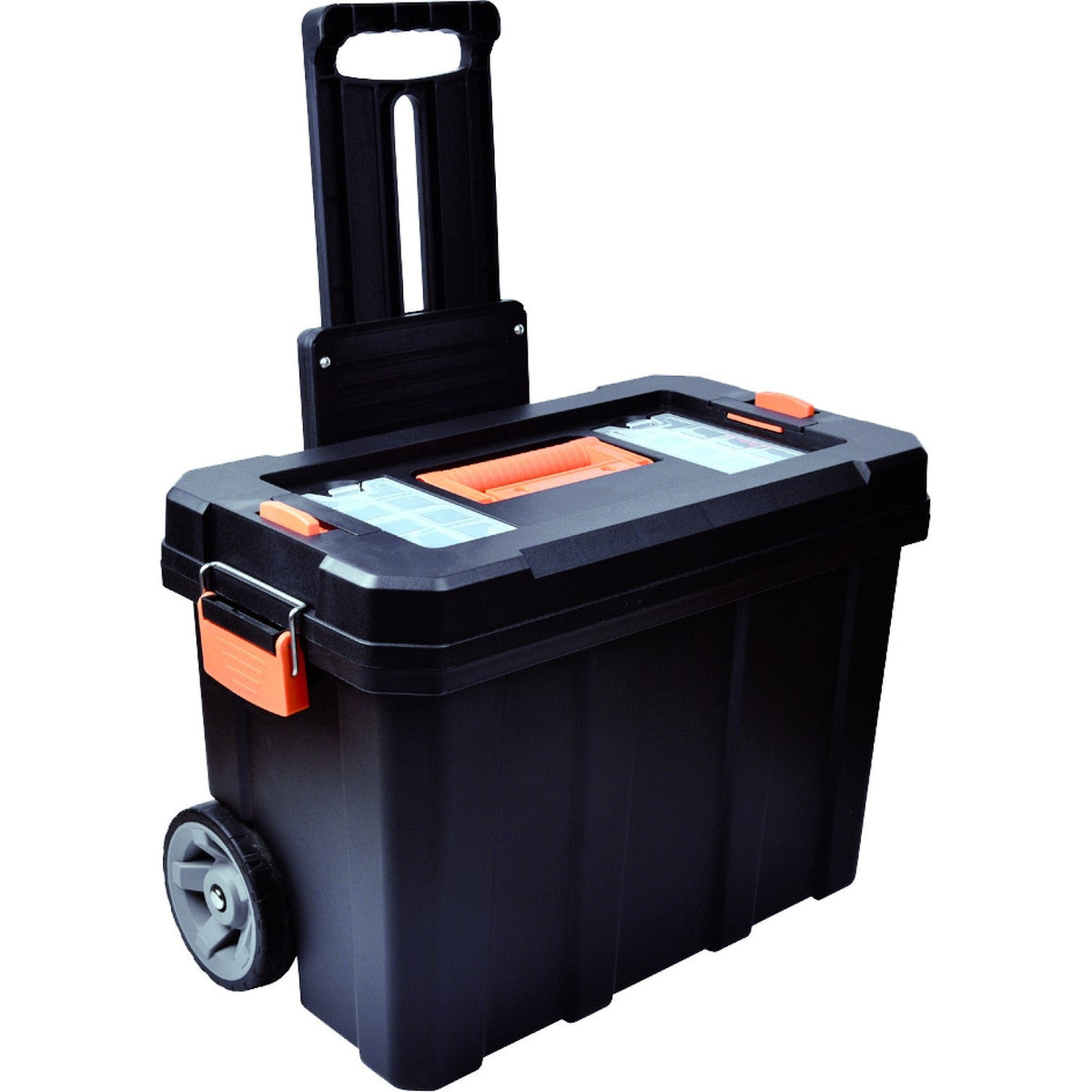 Heavy Duty Rolling Tool Box with Telescopic Handle & Internal Tool Tra ...