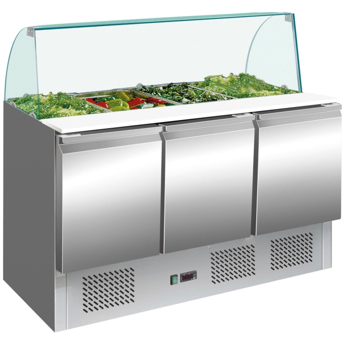 Saladette Prep Counter With Glass Top 1365x700x1350mm 3 Doors | Ths903 ...