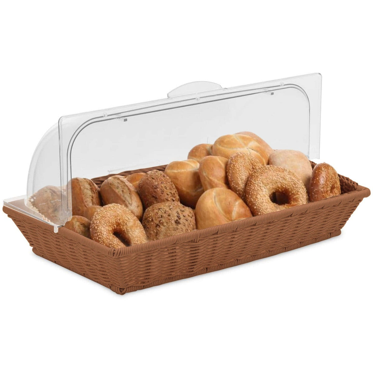 Commercial Bread Display Basket with Roll top cover 530x325x80mm Brown ...