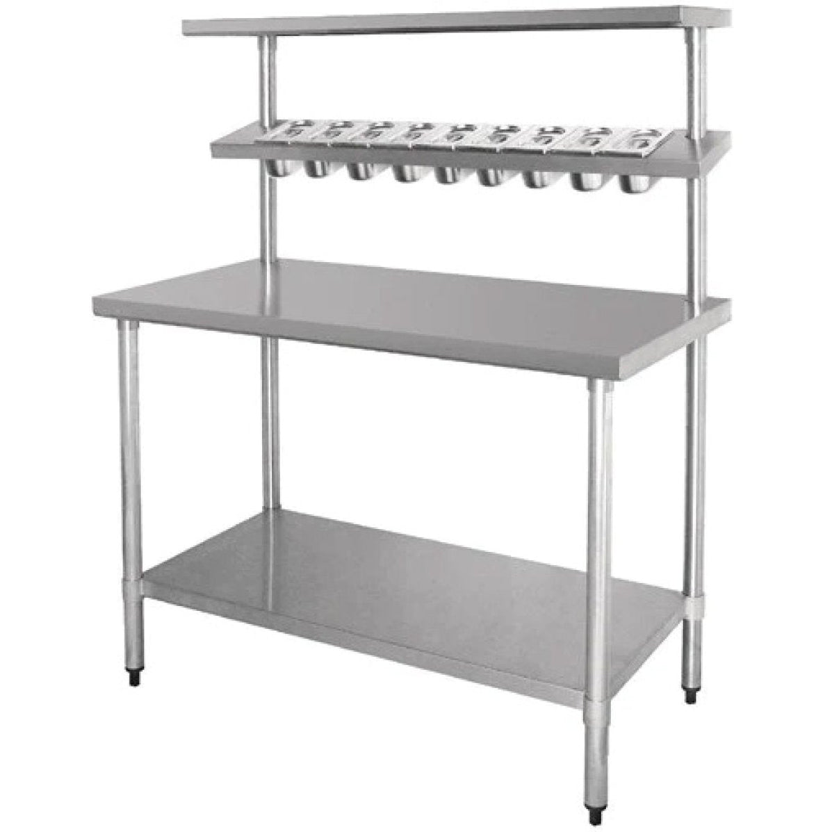 Stainless Steel Prep Table 9 X Gn1/9 & Top Shelf & Undershelf — Canmac ...