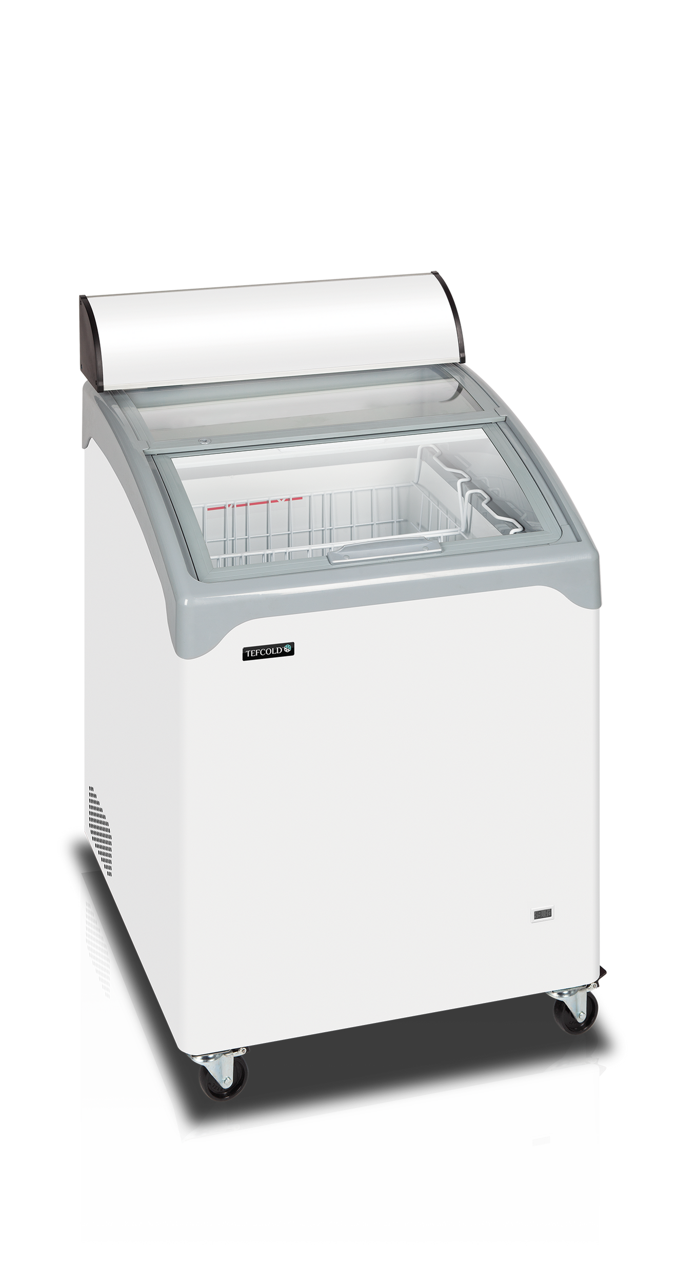 Tefcold NIC101CP Sliding Curved Glass Lid Chest Freezer with LED Light ...